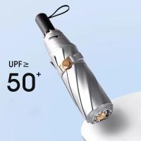 China Product Advertising Umbrella Item Color Glue Umbrella 3 Folding Silver Titanium UV Protection for sale