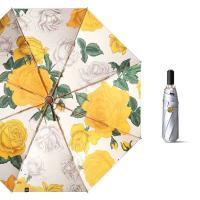 China Product Advertising Umbrella Item Color Glue Umbrella 3 Folding Silver Titanium UV Protection for sale