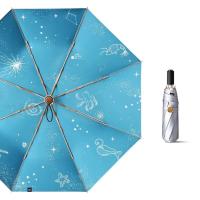China Product Advertising Umbrella Item Color Glue Umbrella 3 Folding Silver Titanium UV Protection for sale