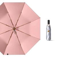 China 3 Folding Silver Titanium Umbrella for Corporate Gifts UV Protection Portable Durable for sale