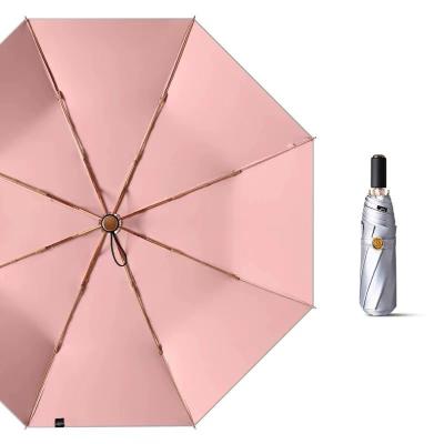 China 3 Folding Silver Titanium Umbrella for Corporate Gifts UV Protection Portable Durable for sale