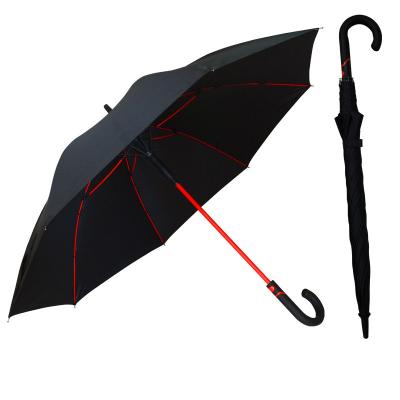 China Customized Luxury Red Fiberglass Golf Umbrella with Straight Design and Pongee Material for sale