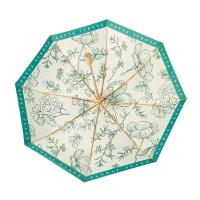 China Classic Style Chinese Flower Printing Wooden Handle 3 Fold Umbrella for Wedding Decor for sale