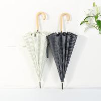 China Japanese and Korean Style Striped Cloth Wooden Hook Handle Umbrella Auto Open Feature for sale