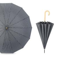 China Japanese and Korean Style Striped Cloth Wooden Hook Handle Umbrella Auto Open Feature for sale