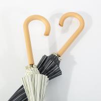 China Japanese and Korean Style Striped Cloth Wooden Hook Handle Umbrella Auto Open Feature for sale