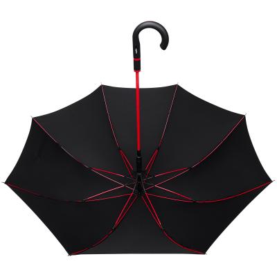 China Designer Luxury Sports Handle Exclusive Supply Red Fiberglass Golf Umbrella for Adults for sale