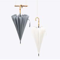 China Customized Logo 16 Ribs Bamboo Handle Long Umbrella for Advertising and Art Printing for sale