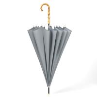 China Customized Logo 16 Ribs Bamboo Handle Long Umbrella for Advertising and Art Printing for sale