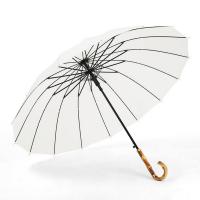 China Customized Logo 16 Ribs Bamboo Handle Long Umbrella for Advertising and Art Printing for sale