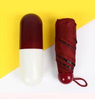 China Polyester Mini 5 Fold Anti UV Pill Black Coated Umbrella Rain Pocket Foldable Umbrellas for sale