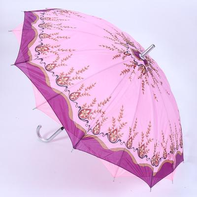China 16-Bone Wind-Resistant Straight Pole Bent Handle Umbrella All in 1 for Rain and Shine for sale