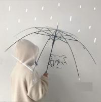 China Plastic Shaft Transparent Advertising Umbrella with All in 1 Function and Printing for sale