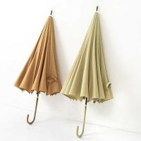 China Minimalism Style Leather Handle 16 Bone Double Weather Umbrella for Advertising Gift for sale