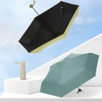 China Five-folding Umbrella Women's Sunblock Portable Clear Umbrella Vinyl Sun Capsule Umbrella for sale