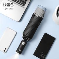 China Business Gift Three-folding Umbrella with LED Light and Fully Automatic Function for sale