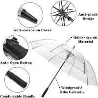China Metal Frame Automatic Long Handle POE Umbrella for Clear and Transparent Rain Coverage for sale