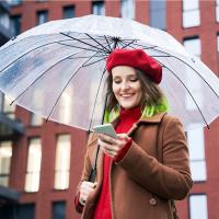 China Metal Frame Automatic Long Handle POE Umbrella for Clear and Transparent Rain Coverage for sale