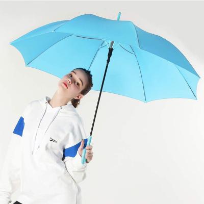 China Full Fiber Customized Integrated Bending Handle Golf Umbrella Automatic Open Advertising for sale