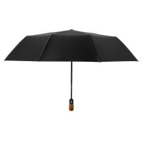 China Fiberglass Ribs 23inch 12K 210T Pongee Auto Umbrella with UV Blackcoated Wooden Handle for sale