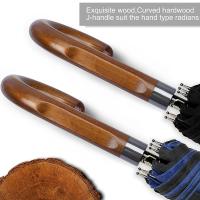China 132cm Open Diameter Fiberglass Shaft Golf Umbrella with Wood Curved Handle Customized for sale