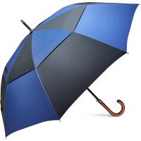 China 132cm Open Diameter Fiberglass Shaft Golf Umbrella with Wood Curved Handle Customized for sale