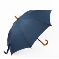 China Wooden Hook Handle 8 Rib Umbrella with Customized Company Branding and 190T Pongee Fabric for sale