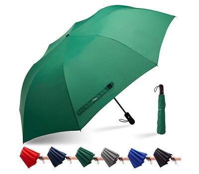 China 110cm Open Diameter 2 Fold Umbrella with Rubber Straight Handle and Double Fiberglass for sale