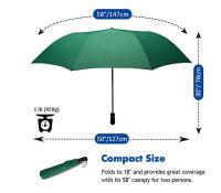 China 110cm Open Diameter 2 Fold Umbrella with Rubber Straight Handle and Double Fiberglass for sale