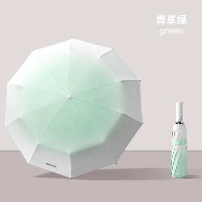 China Fully-automatic Umbrella 8k Sun and Rain Dual Vinyl Sunscreen Three Fold Large Umbrella for sale