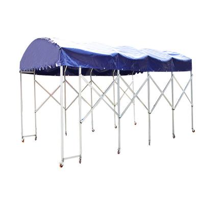 China Galvanized Steel Frame Tarpaulin Canopy for Stretching Push and Pull Car Parking Tent for sale
