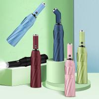 China Rotating LED Flashlight Handle Automatic Folding Umbrella for Travel and Advertising for sale