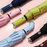 China Rotating LED Flashlight Handle Automatic Folding Umbrella for Travel and Advertising for sale