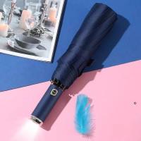 China Rotating LED Flashlight Handle Automatic Folding Umbrella for Travel and Advertising for sale