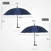 China Black Custom Logo Automatic Crutch Umbrella Straight Umbrella with Fiberglass Ribs for sale