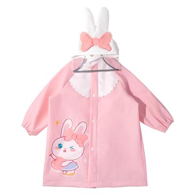 China Girls Kindergarten Large Brim Raincoat with Cute Cartoon Rabbit Design EVA Material for sale