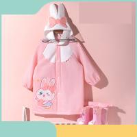 China Girls Kindergarten Large Brim Raincoat with Cute Cartoon Rabbit Design EVA Material for sale