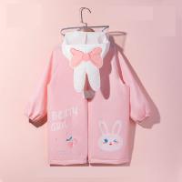 China Girls Kindergarten Large Brim Raincoat with Cute Cartoon Rabbit Design EVA Material for sale