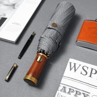 China X315 Wooden Design Men's Automatic Windproof Three-folding Umbrella Customized Color for sale