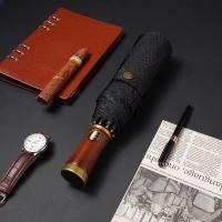 China X315 Wooden Design Men's Automatic Windproof Three-folding Umbrella Customized Color for sale