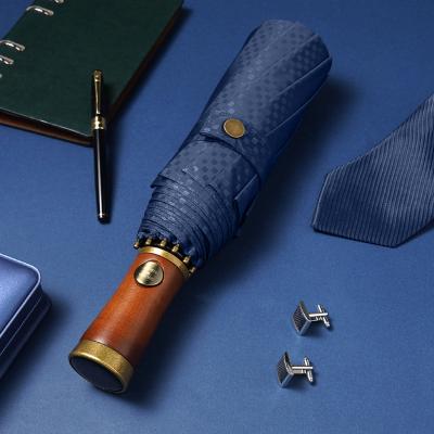 China Advertising Umbrella for Men X315 BSCI Automatic Windproof Luxury Golden Wooden Handle for sale