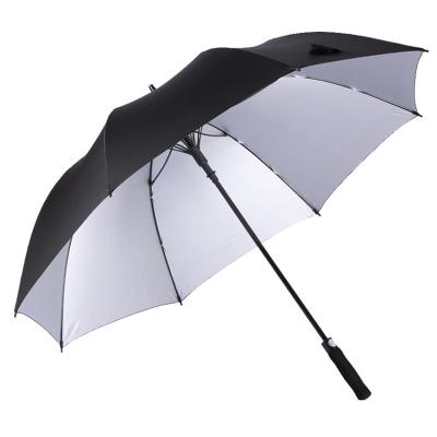 China Lightweight and Portable Auto Open Silver Coated Golf Umbrella with Fiberglass Ribs for sale