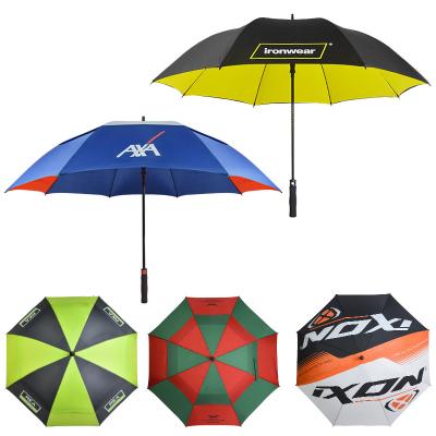 China 30 Inch Large Windproof Custom Golf Umbrella with Branded Logo Prints and Double Layers for sale
