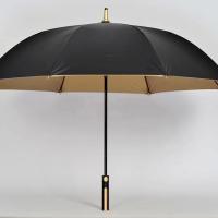 China Custom Golden Coated Fabric Umbrellas with Semi-Automatic Control and Golden Handle for sale