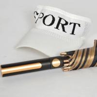 China Custom Golden Coated Fabric Umbrellas with Semi-Automatic Control and Golden Handle for sale