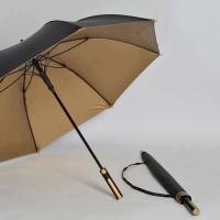 China Custom Golden Coated Fabric Umbrellas with Semi-Automatic Control and Golden Handle for sale