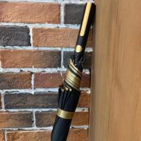 China Custom Golden Coated Fabric Umbrellas with Semi-Automatic Control and Golden Handle for sale