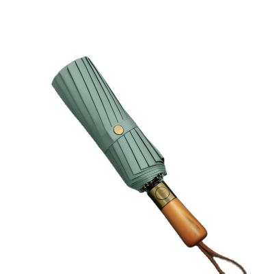 China Korean Wooden Handle Adults' Automatic Vinyl Umbrella with Fifty Fold Sun and Rain Dual for sale