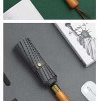 China Korean Wooden Handle Adults' Automatic Vinyl Umbrella with Fifty Fold Sun and Rain Dual for sale