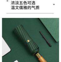 China Korean Wooden Handle Adults' Automatic Vinyl Umbrella with Fifty Fold Sun and Rain Dual for sale